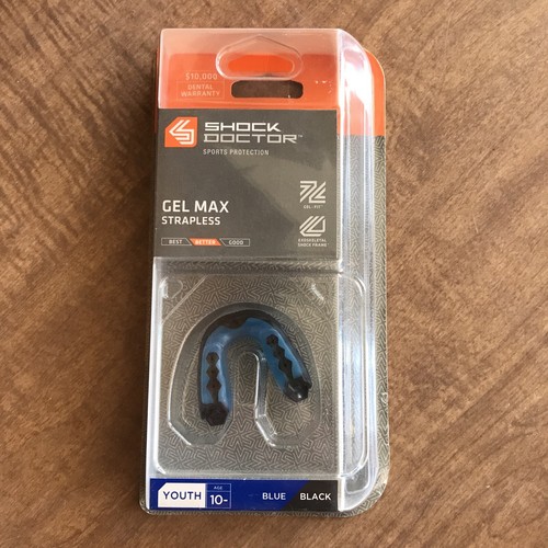 Shock Doctor Gel Max Mouth guard Blue YOUTH 10- Made in USA Strapless ...