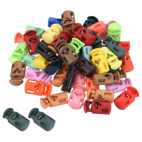 15mm Cord Locks Set, 50 Pack Multicolor Cylinder Spring Toggle Stopper ...