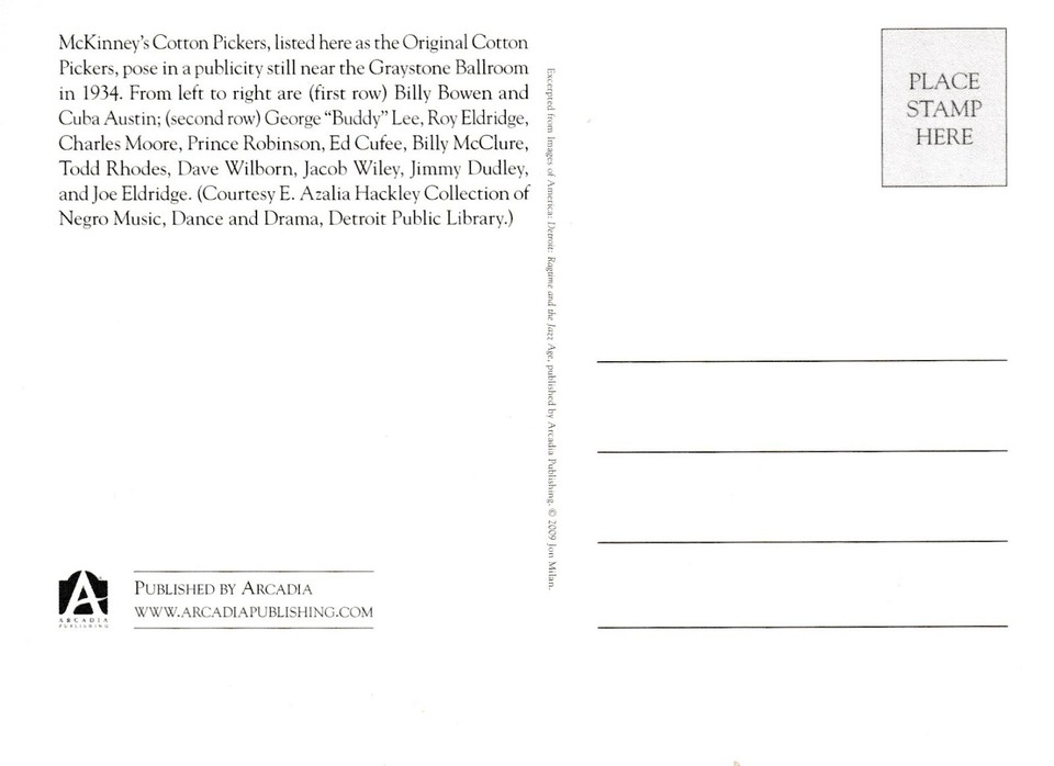 *Michigan Postcard-"The Original Cotton Pickers" *Detroit Ragtime ...