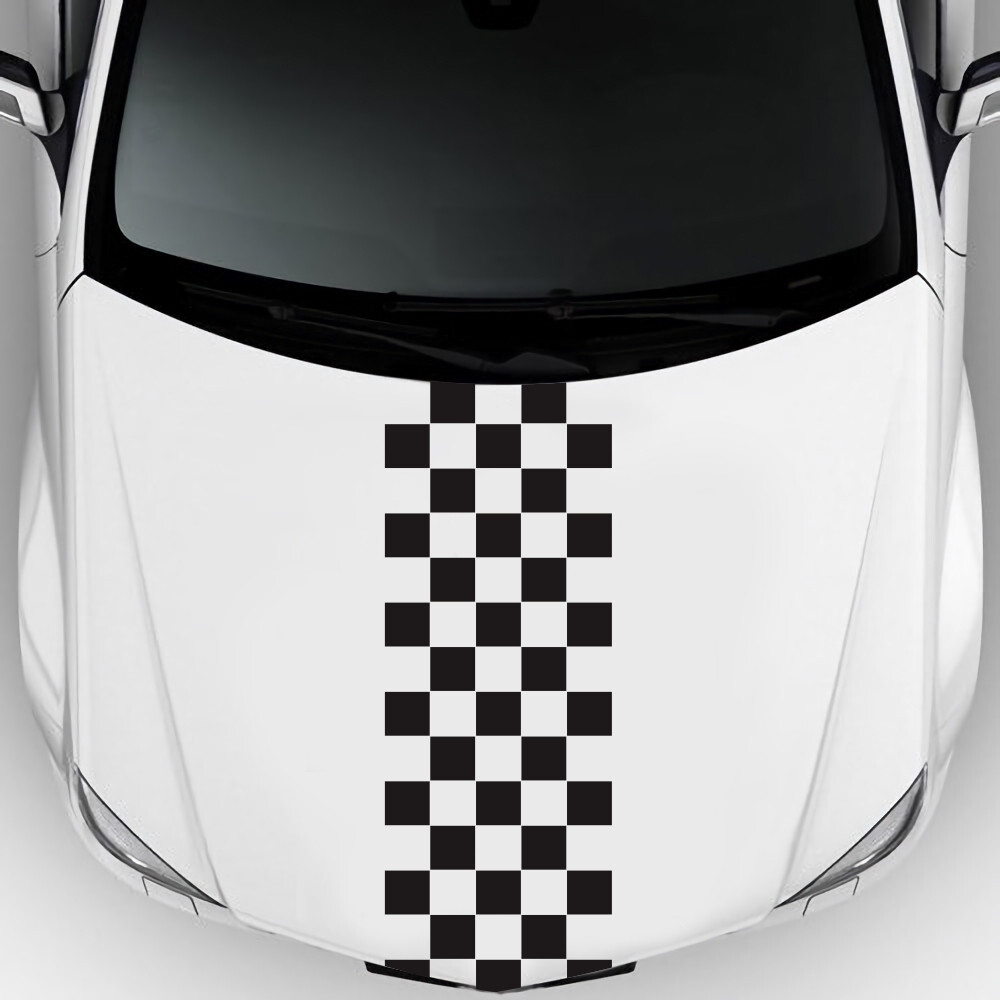 7.8in Hood Stripe Sticker Checker Vinyl Decal Car Racing Roof Bumper ...