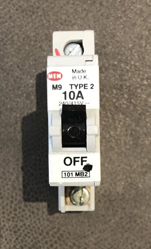 MEMSHIELD 1 10A TYPE 2 9kA MCB AMP SP 101MB2 MEM BS 3871 CIRCUIT ...