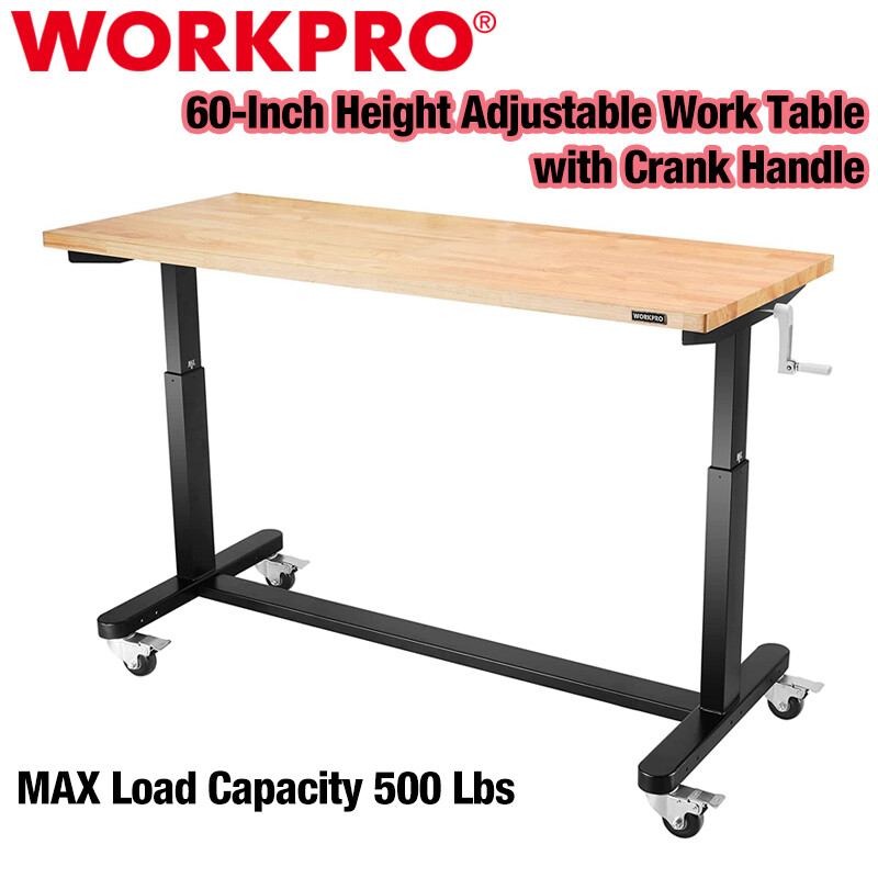 WORKPRO 60" 5FT Height Adjustable Work Table Wooden Top Standing Desk ...