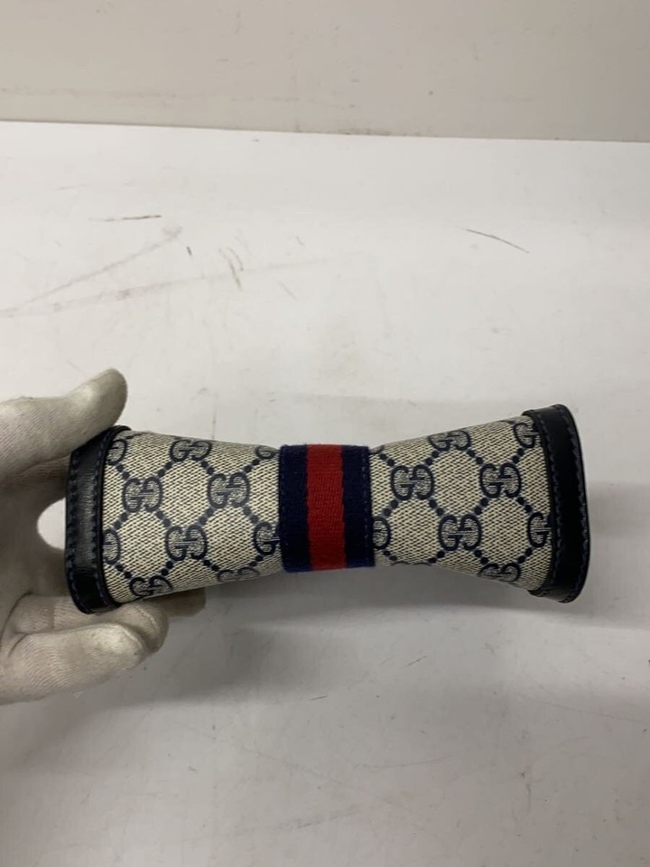 GUCCI GG Pattern Navy PVC Clutch Bag Pouch Vintage Second Bag Logo ...