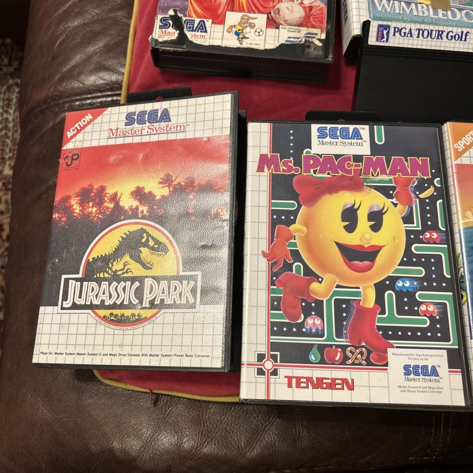 8 SEGA Master System Bundle Lot Jurassic Park Moonwalker Retro Ms. Pac ...