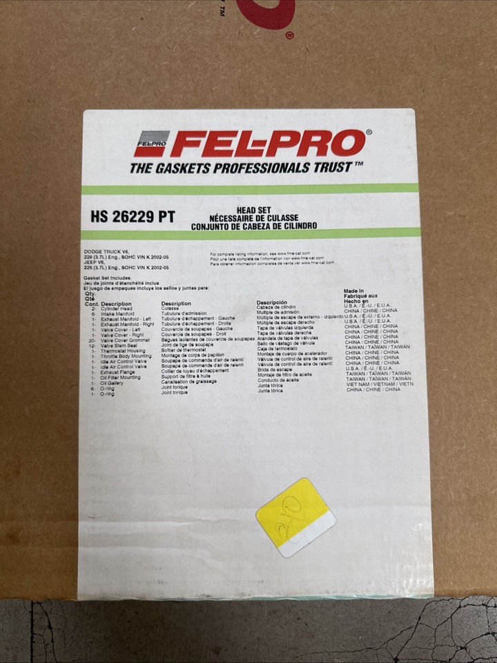 HS 26229 PT Fel-Pro Engine Cylinder Head Gasket Set FelPro HS26229PT | eBay