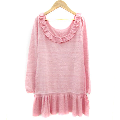 Will Selection Knit One Piece Mini Length Long Sleeve Round Neck Ruffle ...
