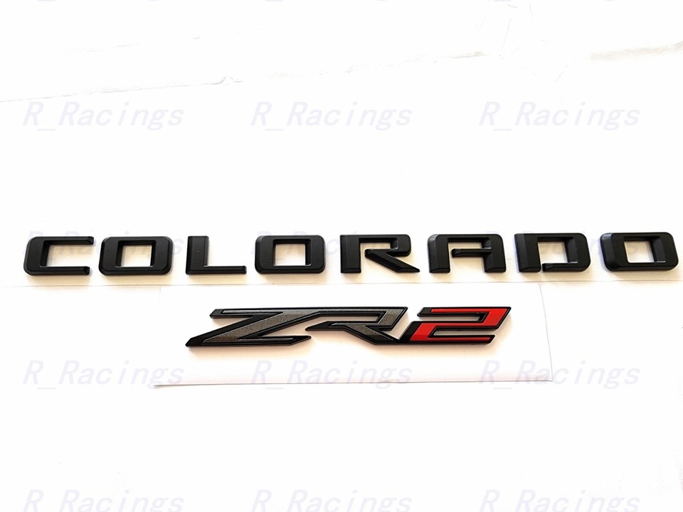 4PC Matte Black Red Door Tailgate Colorado ZR2 Emblem 2021-22 Chevrolet ...