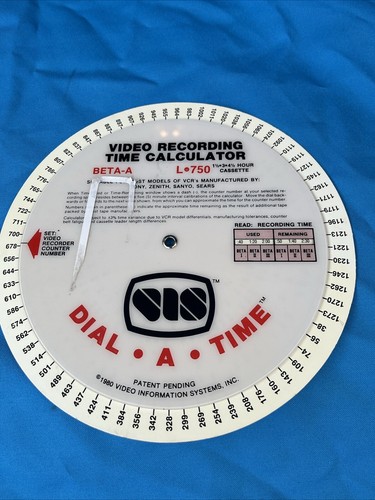 VTG 1980 Video Recording Time Calculator Dial-A-Time VHS-I | eBay