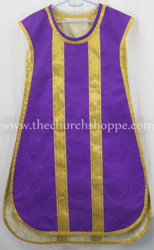 Metallic Gold & Purple Reversible Travel Spanish Fiddleback Vestment wt ...