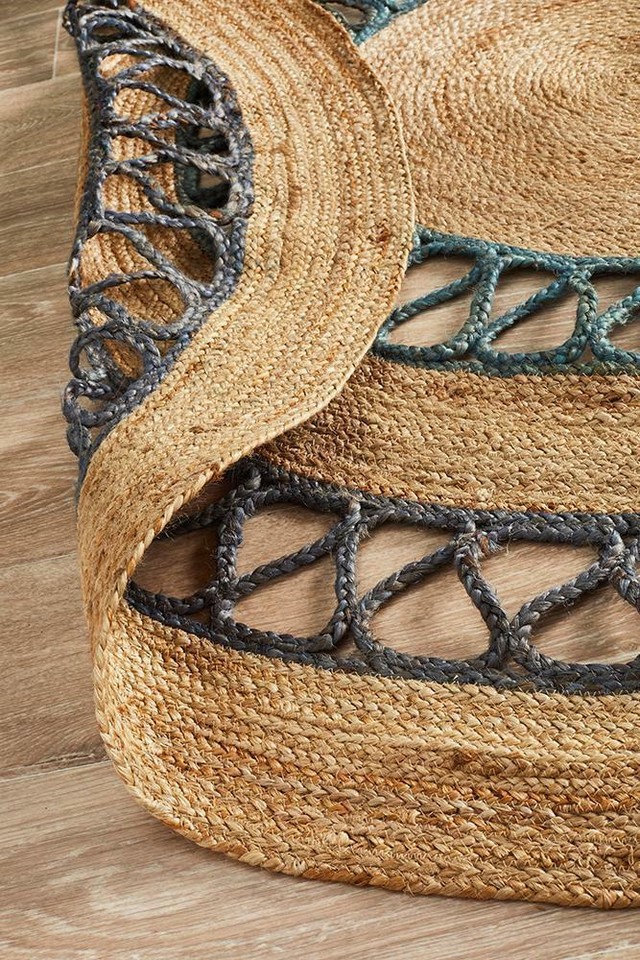 Indian Braided Natural Jute Handmade Reversible Floor Rug Round Indian ...