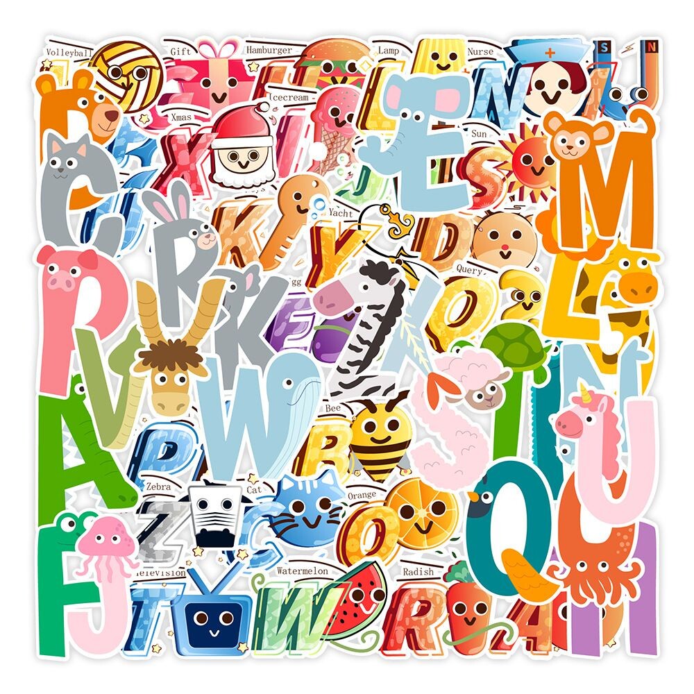 Baby Educational Alphabet Lore 52pcs Waterproof Reusable Decor Stiers ...