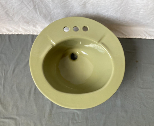 Vtg Avocado Green Round 19" Self Rimming Drop In Bath Sink NOS Kohler ...