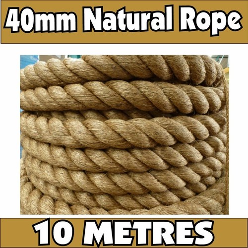10m Natural Fibre Hemp Sisal Rope 40mm Manila Jute heavy duty garden ...