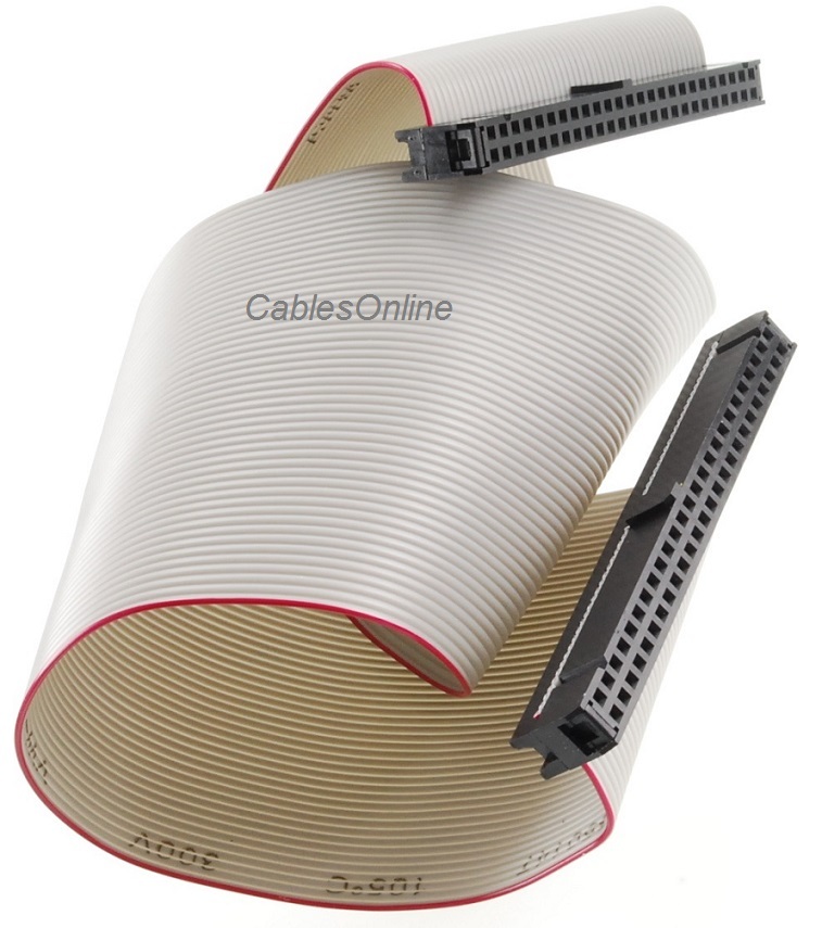 50-Pin (2x25) Female to Female 2.54mm-Pitch 50-wire IDC Flat Ribbon ...