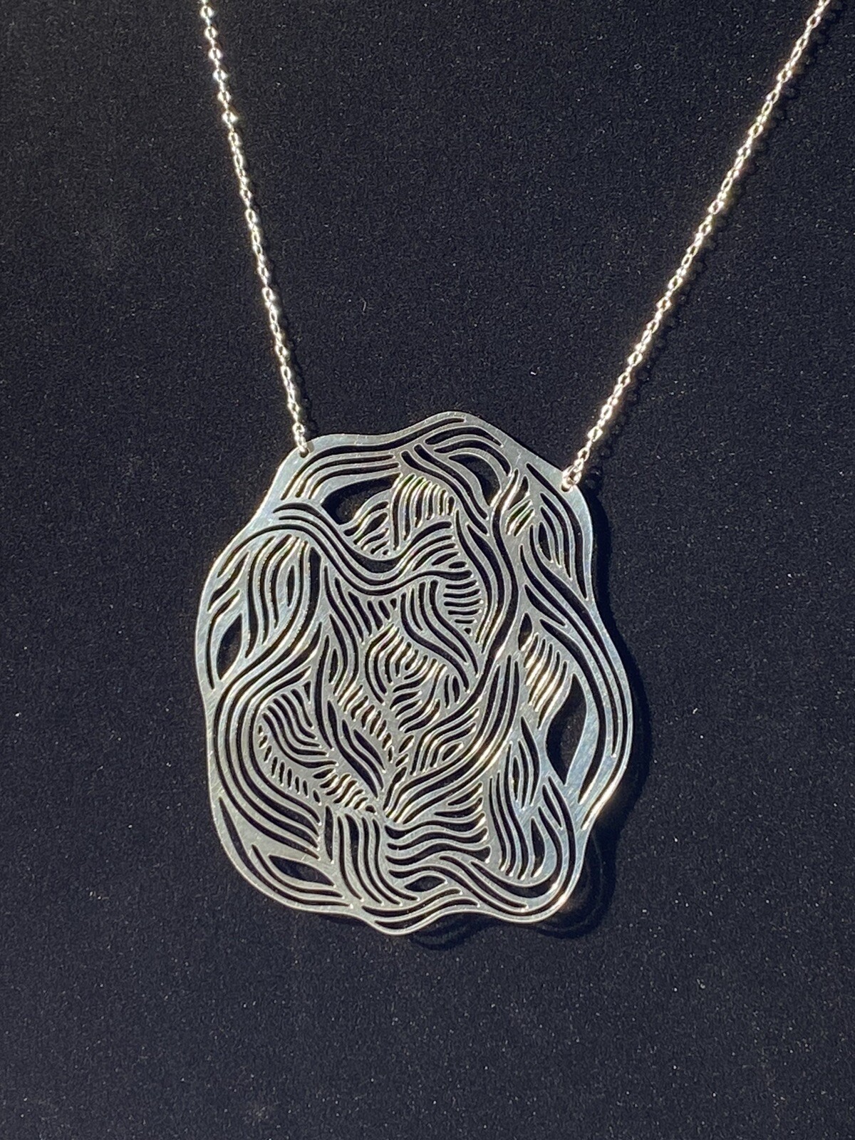 Designer Alucik Sterling Silver Abstract Necklace - Gem