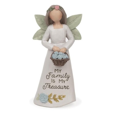 "My Family Is My Treasure" Graceful Sentiments Garden Angel Figurine | eBay