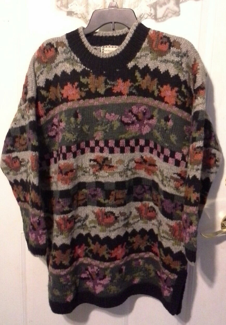 Monsoon angora sweater size medium pullover long sleeve lambwool heavy ...