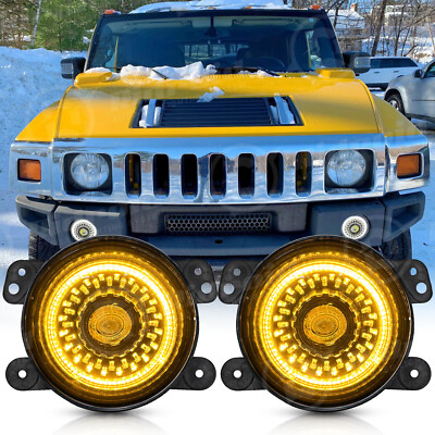 For Hummer H2 H3T 06-10 Pair 4Inch Halo LED Fog Lights Front Bumper ...