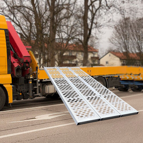 54*77in Aluminum Tri-Fold Ramp with Straps Loading Ramps 1500lb Mowers ...