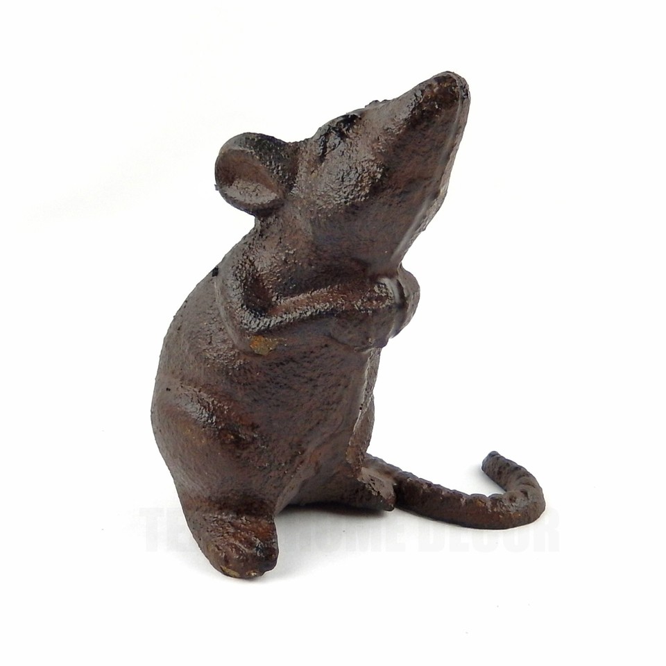 Cast Iron Mouse Sniffing Figurine Statue Paperweight Rustic Antique ...