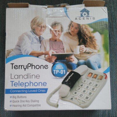Acenis TerryPhone Big Button Telephone Handset White Landline Open Box ...