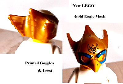 New LEGO Eagle Mask GOLD Logo Printed Blue Goggles Textured Feathers ...