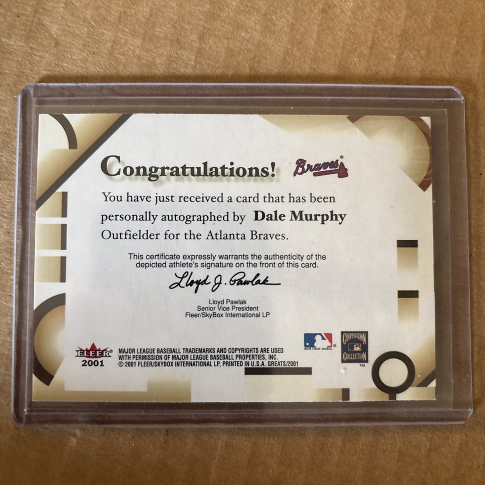Dale Murphy 2001 Greats of The Game Autograph Auto Atlanta Braves HOFer ...