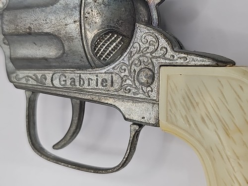 Vtg Gabriel Cap Gun Toy with Fur Cowhide Studded Holster w Silver Tone ...