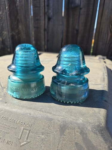 PAIR OF HEMINGRAY 19 BLUE GLASS INSULATORS SOME IMPERFECTIONS | eBay