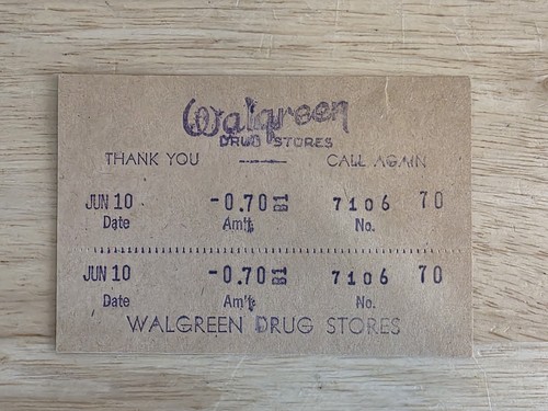 Vintage Walgreens Store Receipt | eBay