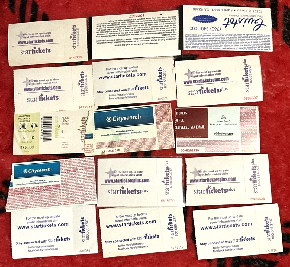 Lot Of 15 Concert Ticket Stubs Beach Boys Cetera War Boston Manhattan ...