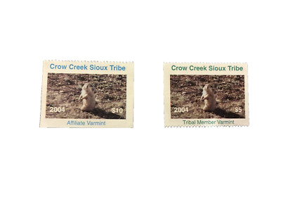 Crow Creek Sioux Tribe Stamps 2004 Tribal member and Affilate Varmint ...