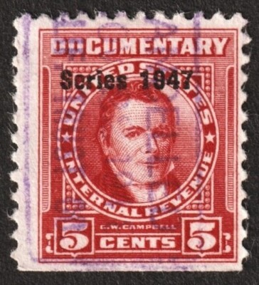 PAPER-GEM: scott#R465 US documentary revenue stamp 1947 overprint ...