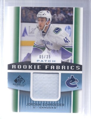 13-14 2013-14 SP GAME USED JORDAN SCHROEDER ROOKIE PATCH /35 SC ...