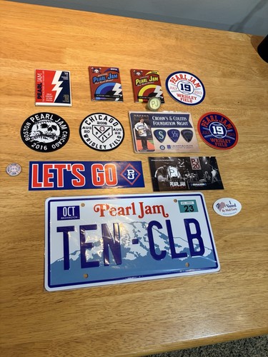 PEARL JAM Lot Stickers Card Packs Guitar Picks Patches License Plate 14 ...
