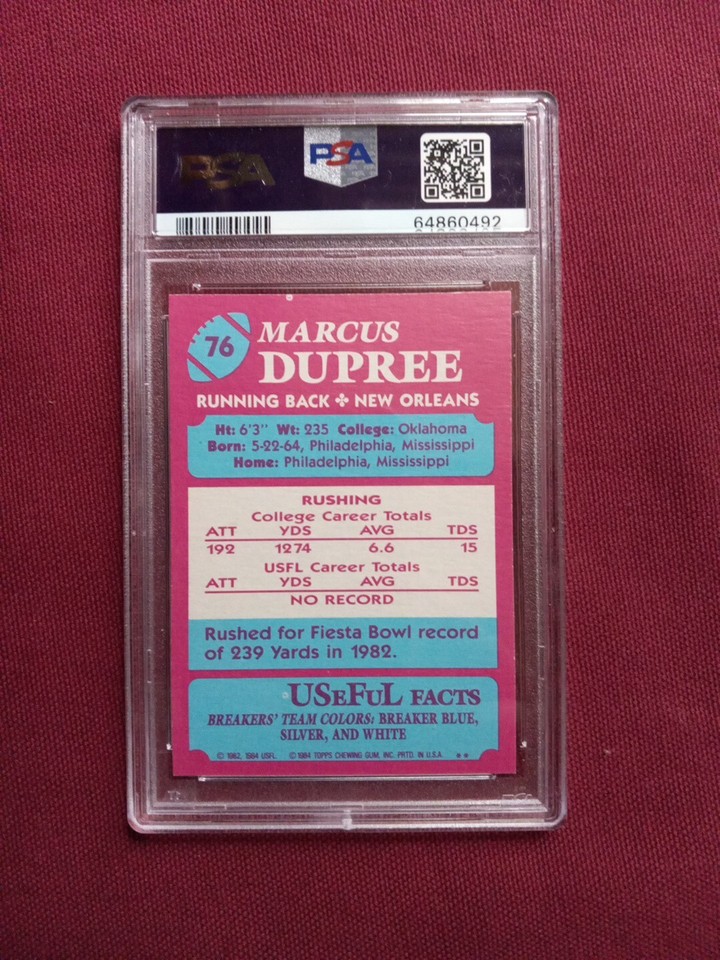 MARCUS DUPREE 1984 Topps USFL Football RC PSA 8 | eBay