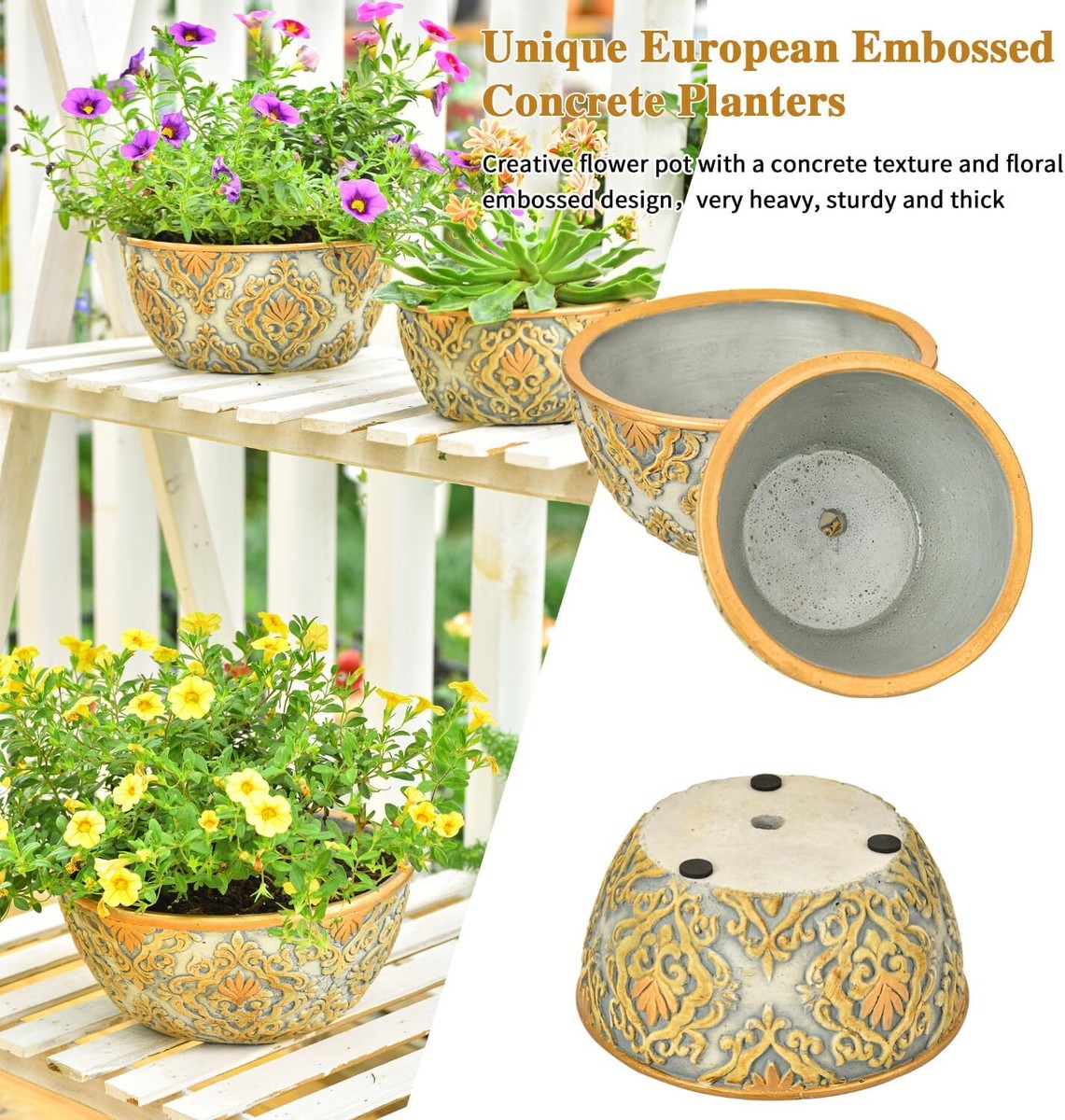 Embossed Plastic Flower Pots