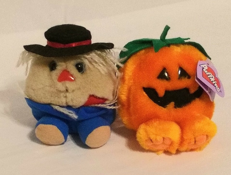 Puffkins GOURDY PATCHES 1991 Stuffed Plush Halloween JACK O' LANTERN ...