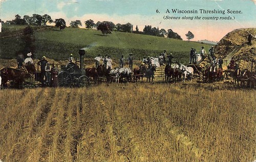 Wisconsin Threshing Scene Man Horses Machines 1913 Bishop VTG P115 | eBay