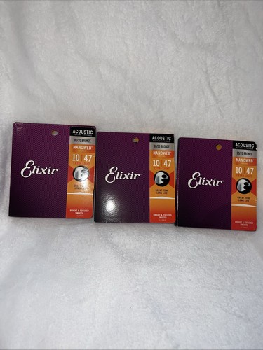 Elixir Bronze Acoustic Guitar Strings 80/20 Nanoweb Extra Light .010 ...