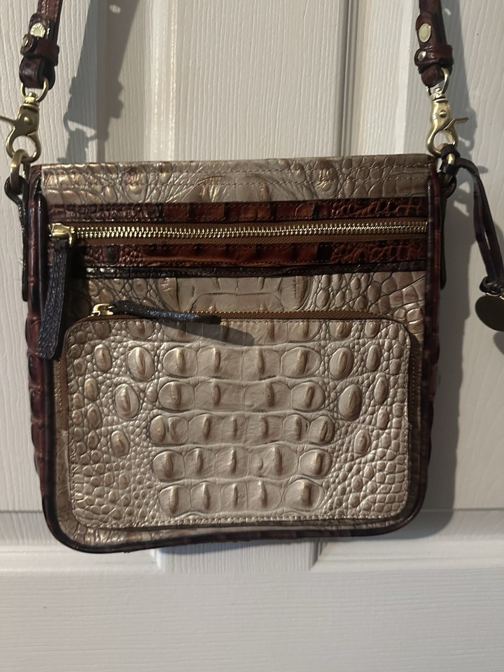 Brahmin Cleo Melbourne Aztec Tri Color Croc Embossed Leather Crossbody ...