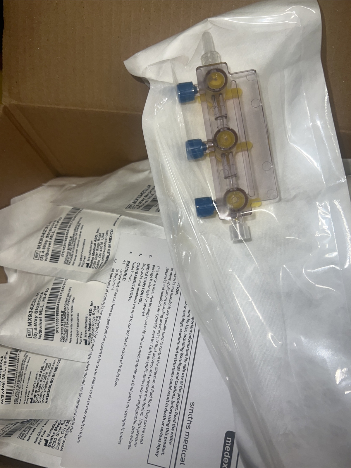 Smiths Medical MX934Z3LM Medex 4-Way Stopcock With Swivel MLL, Hi-Flo ...