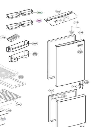 GENUINE LG FRIDGE UPPER HALF DOOR SHELF/BASKET FOR GB-450UPLE | eBay ...