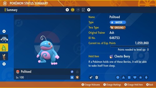 Shiny Politoed 6IVs Tera Type: Ground Pokémon Scarlet and Violet | eBay