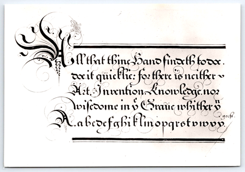 British Museum Martin Billingsley Manuscript Leaf Calligraphy Postcard ...