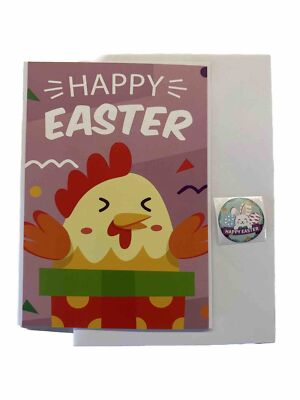 1 X Easter Greeting Card 15cmX 10cm 'happy easter' Blank Inside With ...