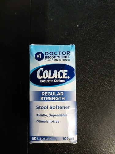 Colace Docusate Sodium Regular Strength Stool Softener 100mg 60 Caps 6/ ...