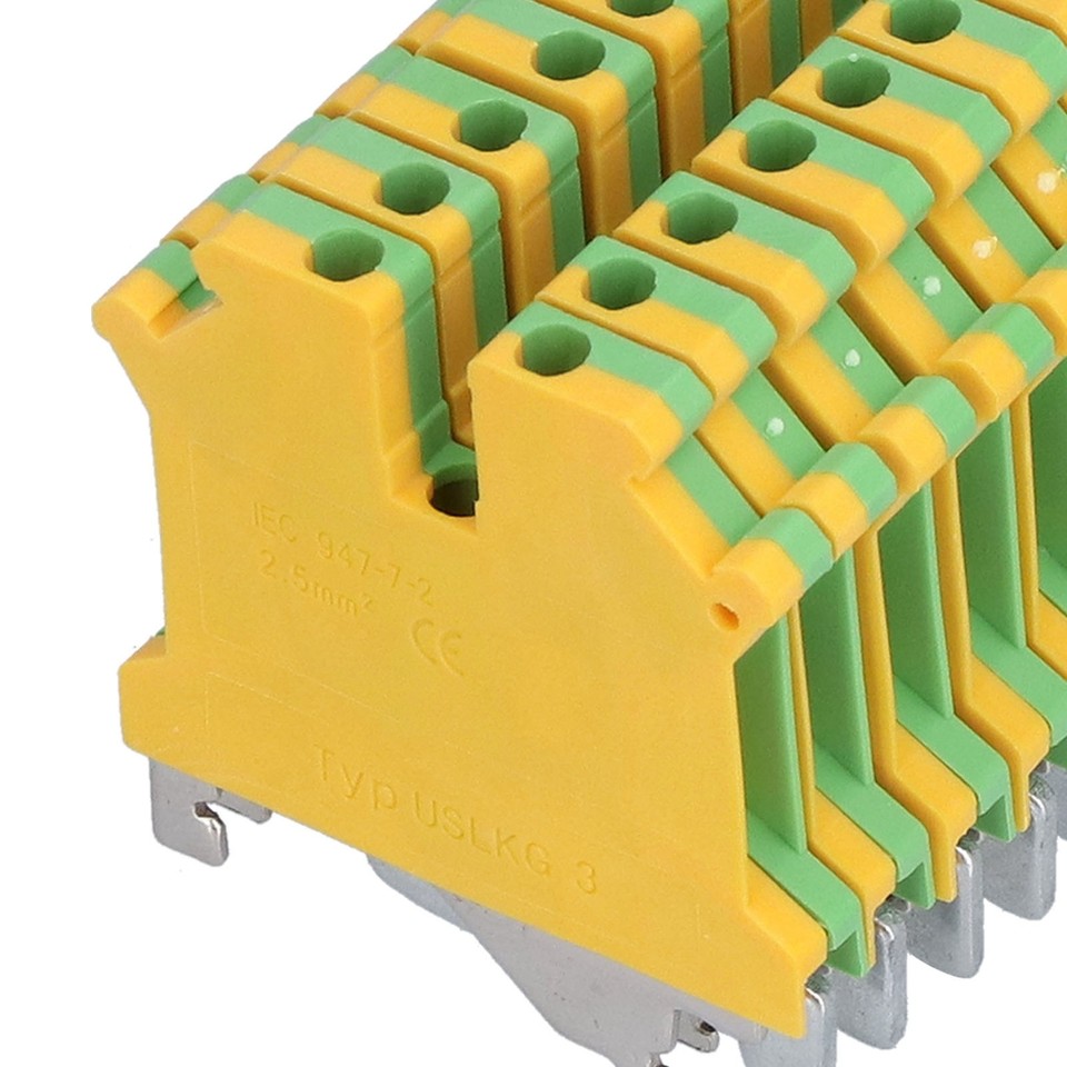 50Pcs Grounding Terminal Pure Copper DIN Rail Mounted Earth Terminal ...