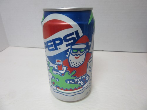 Vintage Pepsi Winter Holiday Santa on Reindeer Float 12 Oz Empty Can w ...