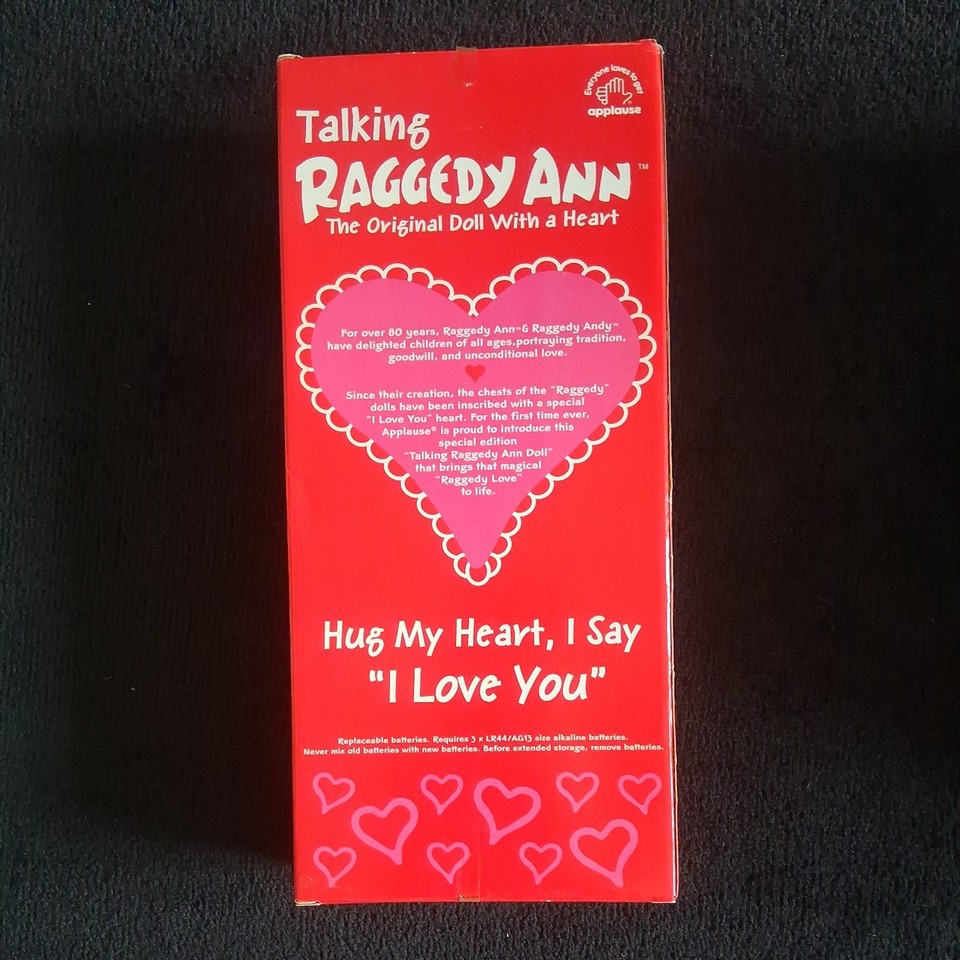 Talking Raggedy Ann Doll 18" By Applause "I Love You" Heart Dress New ...